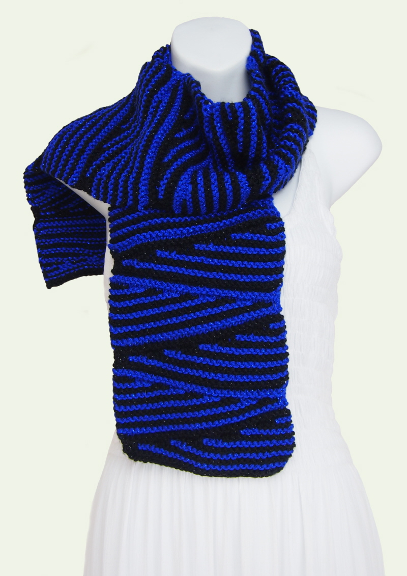 SarongsEtc.com - Hand-Knit, Wedges Zig-Zag Two-Color Soft Scarves