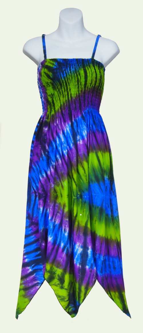 SarongsEtc.com - Tie-Dye Fairy Sun Dress with Handkerchief Hem and ...