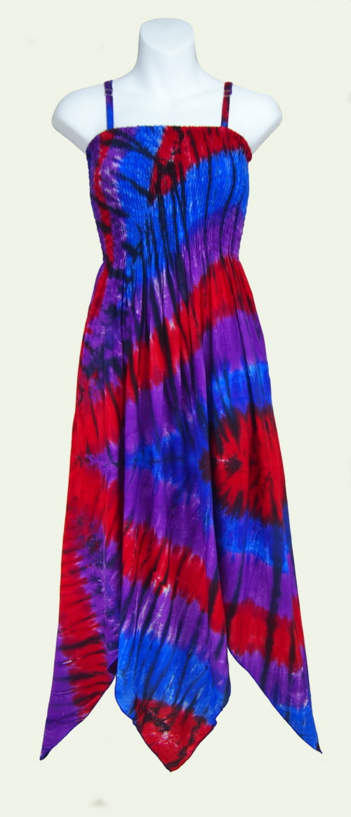 SarongsEtc.com - Tie-Dye Fairy Sun Dress with Handkerchief Hem and ...