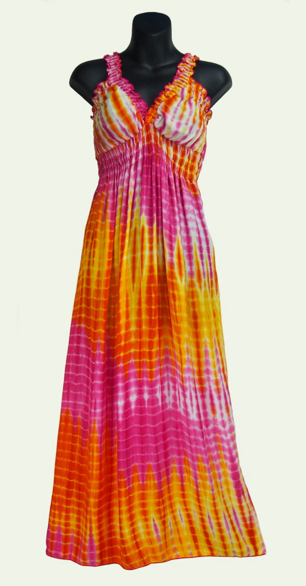 SarongsEtc.com - Tie-Dye Stained Glass Ruffled Sun Dress